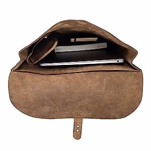 Hide & Drink, Rounded Laptop Backpack with Adjustable Straps, Portable Case, Travel Accessory, Full Grain Leather, Handmade, Bourbon Brown