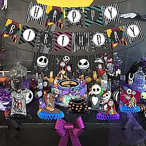 Nightmare Before Christmas Birthday Banner Party Decorations, Jack Skellington Nightmare Before Christmas Paper Banner Halloween Birthday Party Supplies