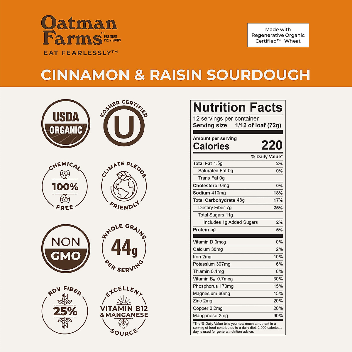 Organic Sourdough Bread Mix - Blue Beard Durum & Skagit 1109, Cinnamon Raisin, & Skagit 1109 & White Sonora - Whole Wheat Bread Mix by Oatman Farms - Features Regenerative Organic Certified Stone-Mil
