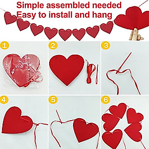 4 Packs Heart Garland Decorations for Valentines Decor Valentines Heart Felt Banner for Valentines Decorations, Anniversary, Wedding, Engagement Party Home Decor