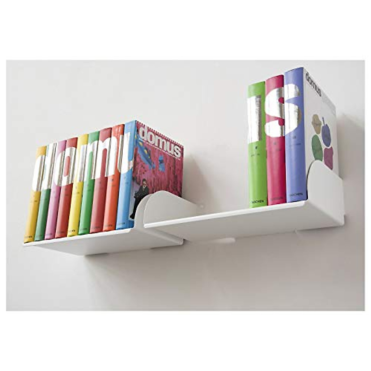 TEEbooks Bookshelf - Set of 2 Shelves - Steel - White - 45 x15 x 25 cm - for Large Format Books, Comics, Art Books