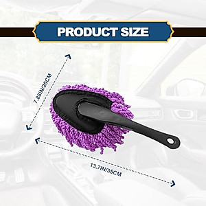 2 PCS Microfiber Car Duster Brush, Soft Scratch Free Dashboard Cleaning Brush, Car Removable Wax Brush, Universal Car Inside Outside Detail Brush, Car Vents Computer Home Cleaning Tool (Purple)