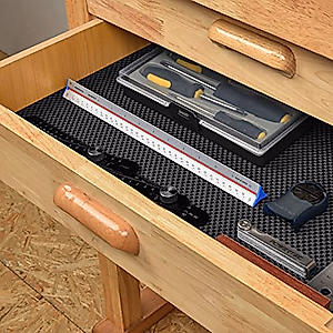 POWERTEC 71014 Non-Slip Woodworking Mat Pad, 24in x 48in – Large Liner for Cabinet, Bathroom, Drawer, Router, and Sander, Black