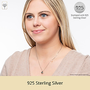 MAX + STONE 925 Sterling Silver 6mm Cushion Cut December Birthstone Swiss Blue Topaz Solitaire Pendant Necklace for Women with 18 inch Box Chain