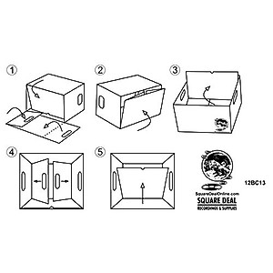 12" Vinyl Record Storage Box - Sturdy Cardboard with Removable Lid - Holds up to 90 Records or Laser Discs - Set of 5 Boxes #12BC13