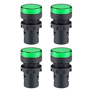 uxcell 4Pcs Green Indicator Light AC/DC 110V, 22mm Panel Mount, for Electrical Control Panel, HVAC, DIY Projects