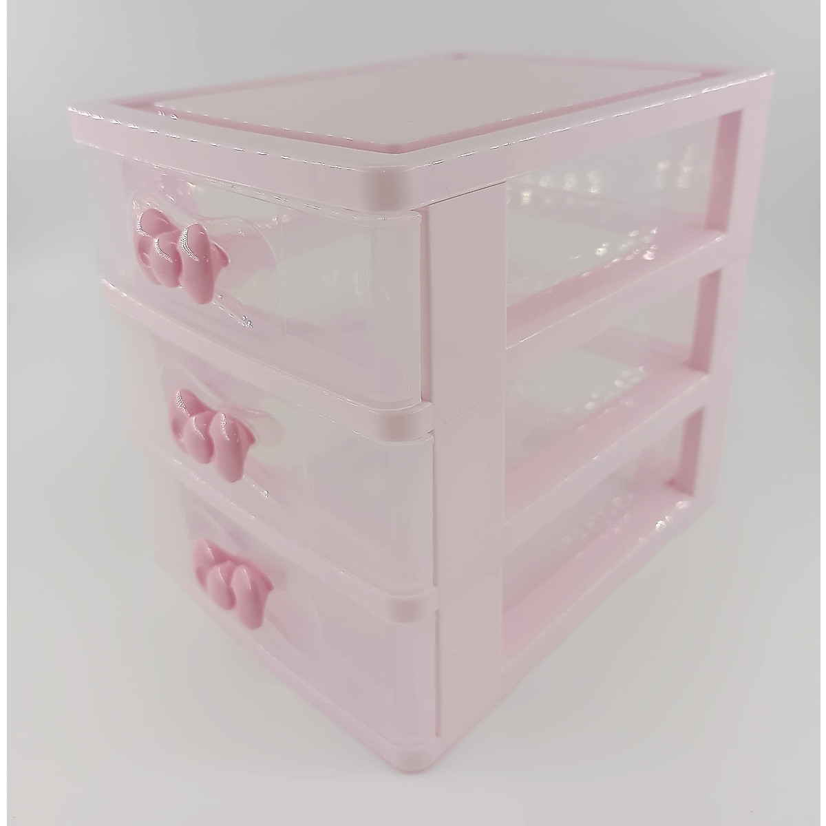 Lovely Pink Receiving Storage Cabinets Box With Multi-layers And Pink Bowknot Handle (Three layers (7.06 x 5.22 x 6.09 inches))