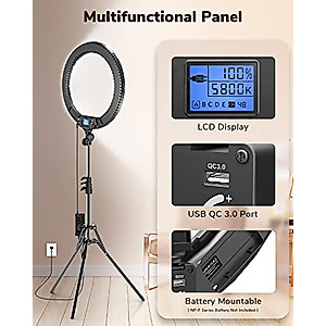 Pixel 18" Ring Light with Stand and Wireless Remote, Light Ring with iPad Holder/Phone Holder/Selfie Remote/Carrying Bag, 60W 3000-5800K CRI≥97 Circle Light for YouTube, TikTok, Self-Portrait