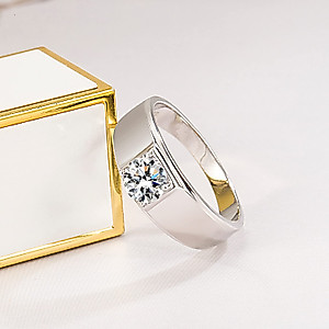 Dankadi Noble Men & Women Solid 925 Sterling Silver Ring Glittering 5A Cubic Zircon Inlaid Wedding Ring - index finger or Ring Finger Sizes 7-13# Fashion Jewelry Gift Party Accessories (13)