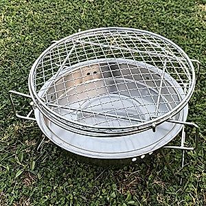 TAMYID Charcoal Grills, Outdoor BBQ Grill Charcoal Rack Grate Mini Round Grill Portable Camping Pot Baking Cooking Grill Barbecue Mesh Wood Coal Stove