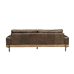 ACME Sofa Oak & Distress Chocolate Top Grain Leather
