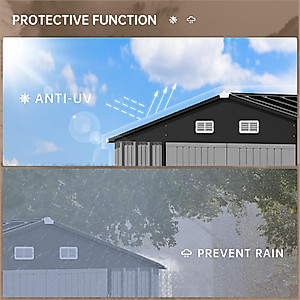 10x8 FT Metal Outdoor Storage Shed, Zstar Steel Utility Tool Shed Storage House with Lockable Door Design, Metal Sheds Outdoor Storage for Garden, Patio, Backyard, Outside Use, Grey