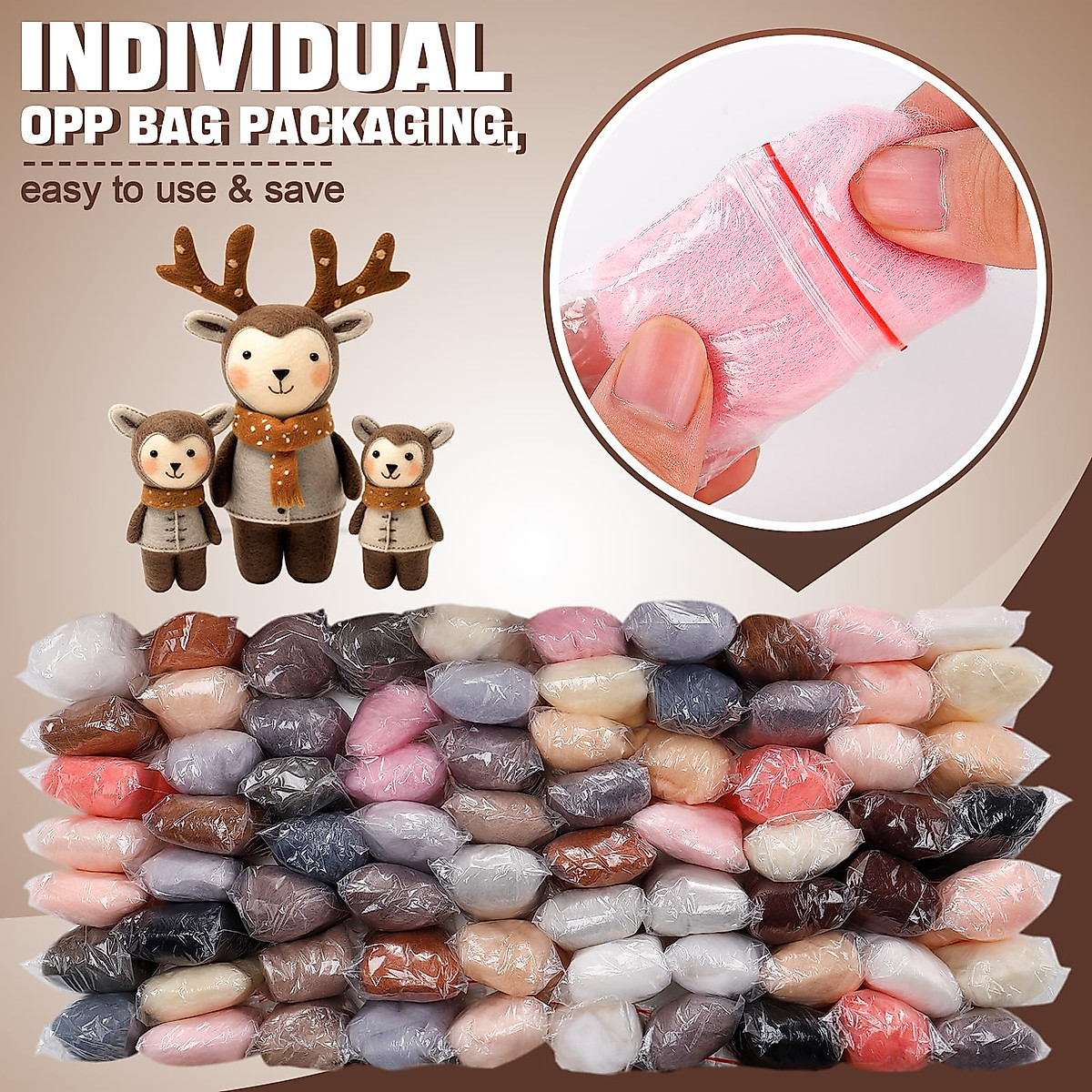 72pcs 7.6 oz Needle Felting Wool- 24 Dark Colors Nature Fibre Wool Yarn Roving Needle Felting Hand Spinnings for Wool Felting Yarn Supplies DIY Craft Materials, 3g/Pack