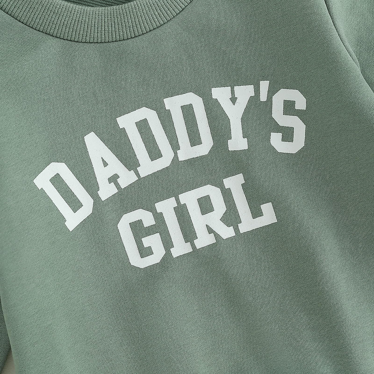 Toddler Baby Girl Clothes Long Sleeve Letter Print Crewneck Sweatshirt Sweatpants Fall Winter Sweatsuit Set Outfit (Daddy's Girl Green, 12-18 Months)