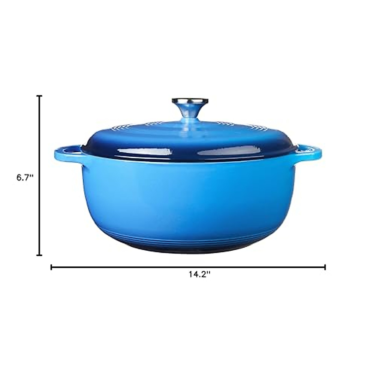 Lodge 7.5 Quart Enameled Cast Iron Dutch Oven with Lid – Dual Handles – Oven Safe up to 500° F or on Stovetop - Use to Marinate, Cook, Bake, Refrigerate and Serve – Caribbean Blue
