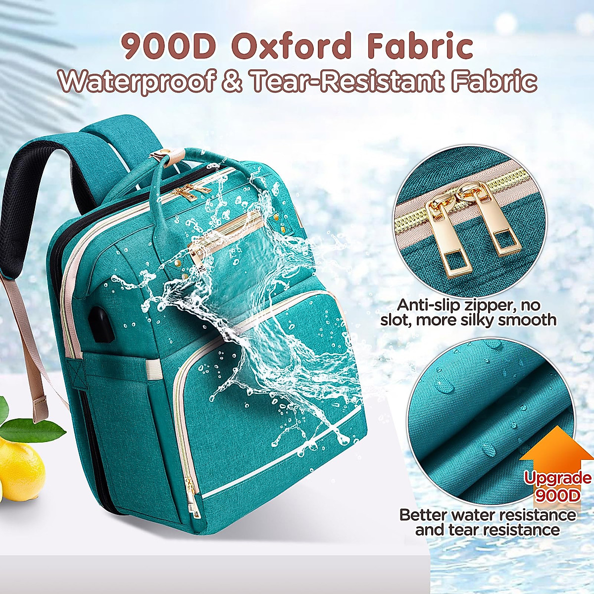 Gimars Diaper Bag Backpack, 5 in 1 Large Baby Bag, Waterproof Baby Diaper Bags for Travel with Insulated Milk Bottle Pocket, Large Capacity and Stroller Straps,Green