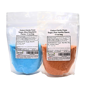 Cotton Candy Floss Sugar (Pink Vanilla Blue Raspberry Flavor, 11 oz)–Cotton Candy Flavoring Super Floss - Candy Supplies