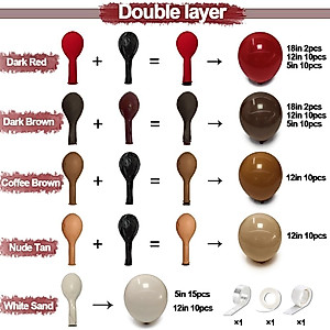 Fall Balloon Garland Double Stuffed Dark Brown Burgundy Red Balloons Nude Beige Tan Balloons Sand White Apricot Balloon Arch Kit For Birthday Western Cowboy Farm Halloween Autumn Party Decorations