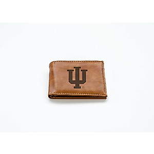 Rico Industries Indiana Hoosiers Laser Engraved Bill-fold Wallet - Slim Design - Great Gift By Rico Industries,Brown