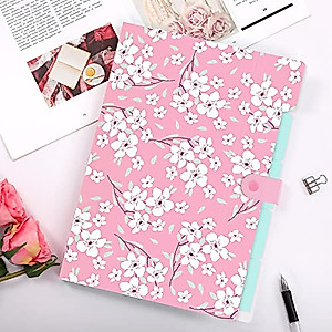 SKYDUE Expanding File Folders with 8 lables, Floral Printed Accordion Document Folder Organizer US Letter Size