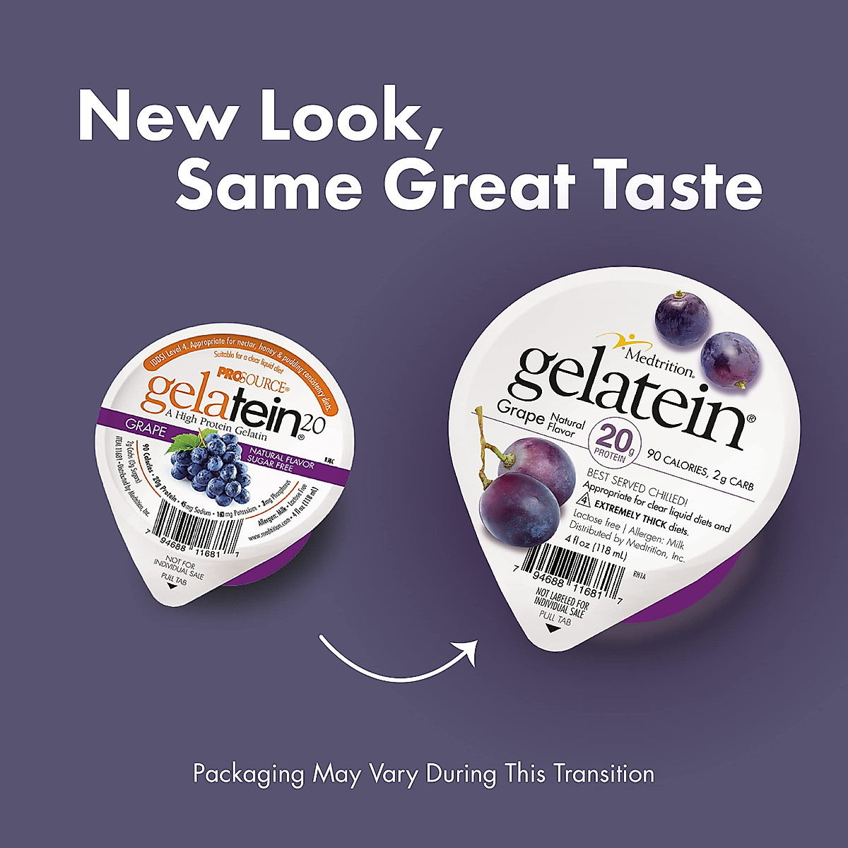 Medtrition High Protein Sugar Free Gelatin |Gelatein Grape| 12 Servings