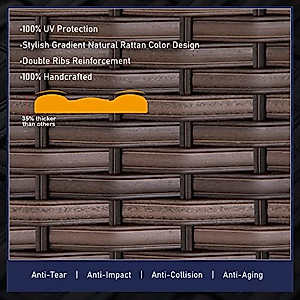 PHI VILLA 32 Inch Gas Fire Pit Table, 50000 BTU Square Outdoor Propane Rattan Fire Pit Table with Lid and Blue Fire Glass for Patio, Backyard and Garden