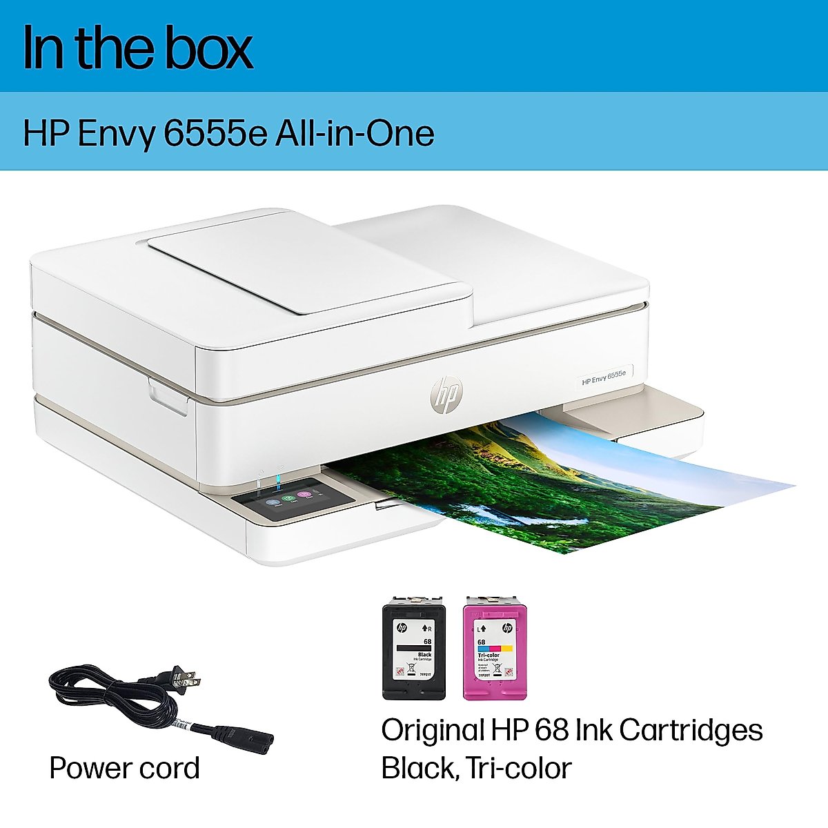 HP Envy 6555e Wireless All-in-One Color Inkjet Printer, Print, scan, Copy, Duplex Printing Best-for-Home, 3 months of Instant Ink included (714N5A)