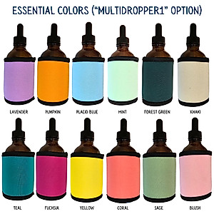 TahoeBay Dropper Bottle Sleeves (12-pack) Thick Neoprene Protector for Tincture Glass Bottles with Eye Droppers for 1oz, 2oz, 4oz Essential Oils (2oz Essential Colors)