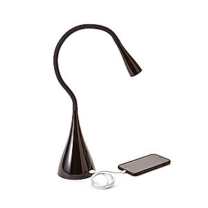 Newhouse Lighting Black Flexible Touch Sensor Switch Energy-Efficient LED Goose Neck Desk Lamp in 3000K Warm White Color Temperature with USB 2.1A Charging Port​​