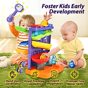 Toddler Toys for 1 2 3 Year Old Boys Girls, 2 in 1 Pound Balls Toy & Car Ramp Race Track, Early Development Educational Learning Toys Gifts for Baby 12-36 Months