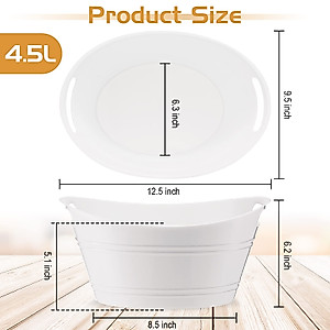 Geelin 12 Pcs Plastic Ice Bucket Ice Tub Clear Wine Champagne Wine Bucket Beer Bucket Drink Bucket Cooler Chiller Bin Parties Oval Storage Tub with 3 Ice Scoops for Cocktail (White)