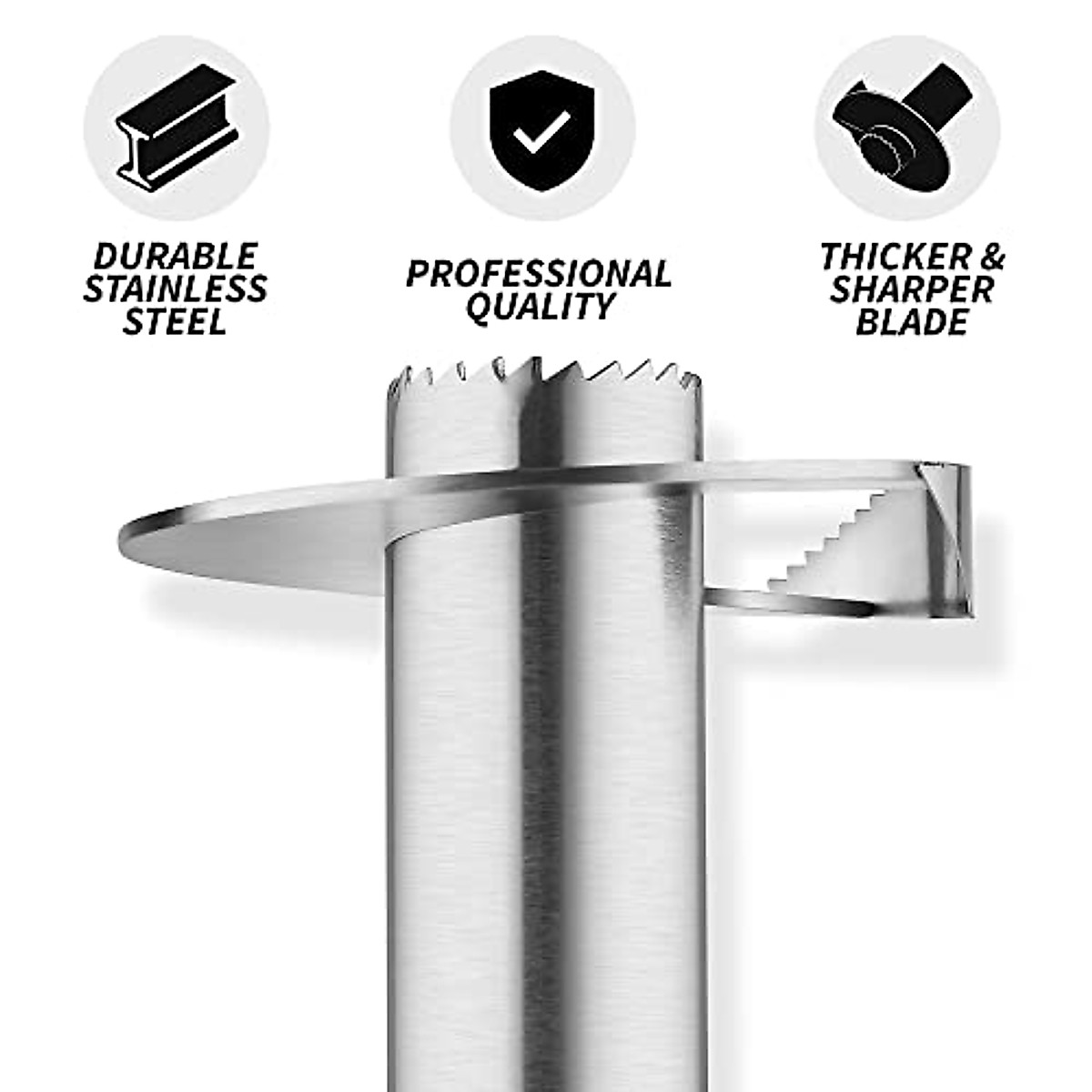 Pineapple Corer (Triple Reinforced Stainless Steel) with Eye Removal Tool - Pineapple Cutter with Reinforced Welding & Thick Blade - Pineapple Slicer and Corer Tool for Easy Core Removal by Zulay