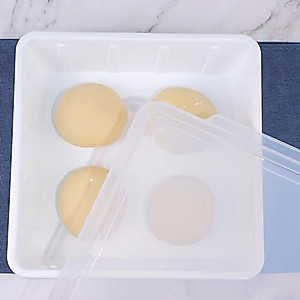 Purekra 2 Pack Pizza Dough Proofing Box, Large Dough Proofing Container,12 x 12 Inch, Fits 4 Dough Balls, 200 OZ Stackable Pizza Dough Tray With Lid, Dishwasher Safe (White)