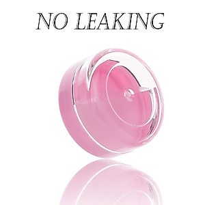 ZEJIA 10pcs Small Travel Containers, Pink Sample Containers with Screw Lids, 5 Size 3/5/10/15/20 Gram Sample Jars with 12pcs Labels and 2pcs Mini Disposable Spatula, Makeup Sample Containers BPA Free