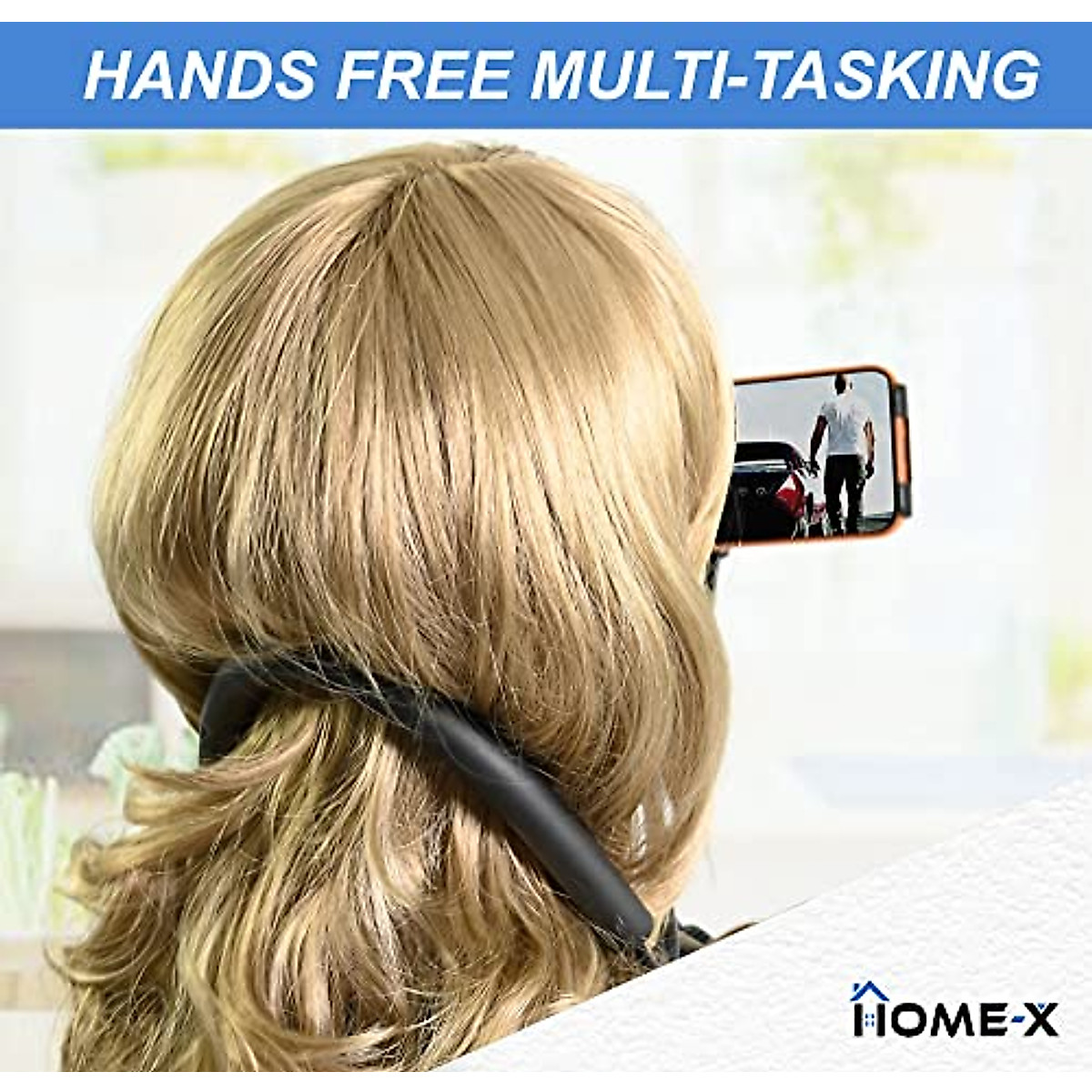 Home-X Around Neck Hands-Free Universal Cellphone Holder, Portable Smartphone Stand for Neck, Great for Streaming, Selfies, Reading – Fits Devices 4.7” to 7.6”