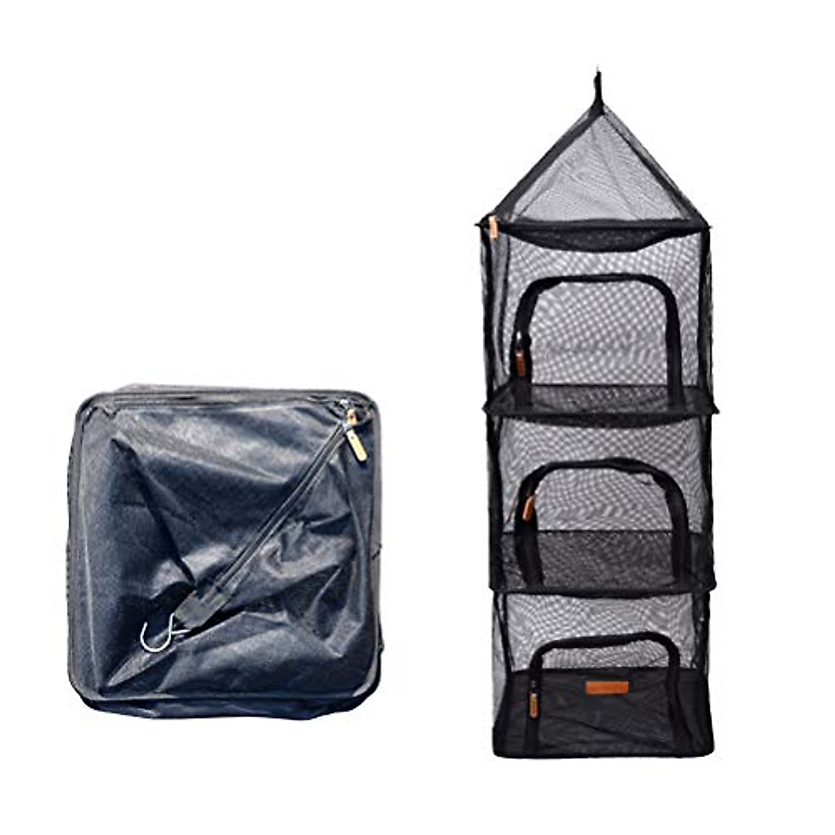 BESPORTBLE Foldable 4 Layers Hanging Drying Net Hanging Dryer Net with Zipper for Outdoor Exquisite Home Accessories