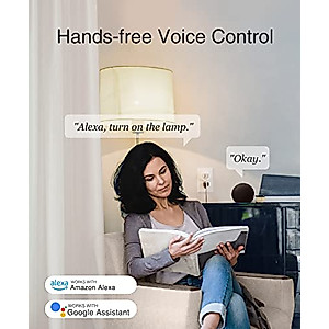 GHome Smart Mini Plug, Wi-Fi Outlet Socket Compatible with Alexa and Google Home, Remote Control with Timer Function, No Hub Required, ETL FCC Listed (1 Pack), White