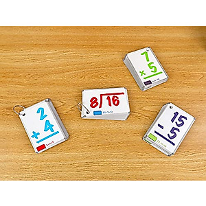 Regal Games - Four-Pack Variety Math Flash Cards - Addition, Subtraction, Multiplication, Division Practice - Classroom, Homework, Study Supplement - Includes 2 Binder Rings - 208 Cards