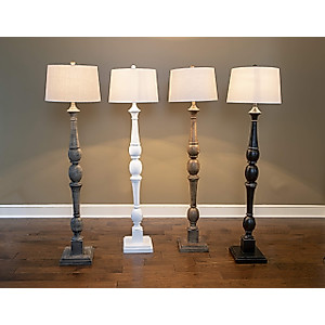 Decor Therapy Distressed Baluster Resin Floor Lamp, Warm Grey