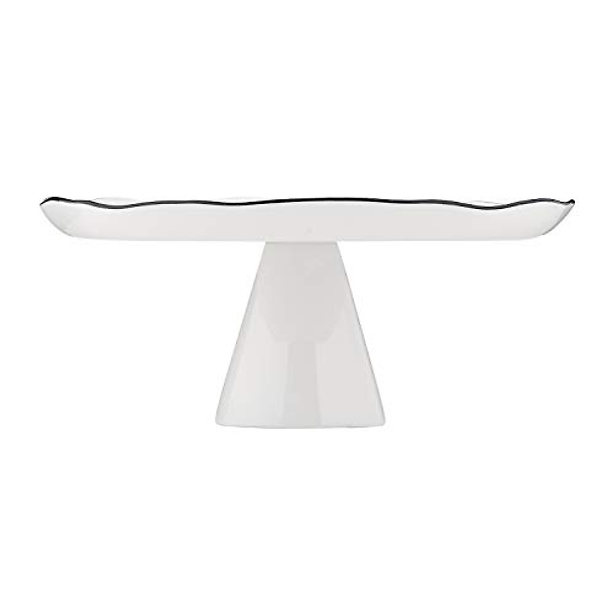 Santa Barbara Design Studio Table Sugar Ceramic Pedestal Tray, 11.5" Diameter x 4", White/Black