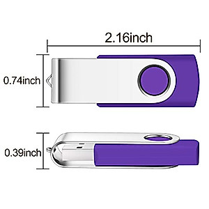 SRVR 5 Pack 32GB USB Flash Drive, USB 2.0 Thumb Drives, Jump Drive with Lanyards Metal Swivel USB Memory Stick with LED Indicator(5 Colors)