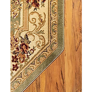 Unique Loom Versailles Collection Traditional Classic Floral Motif Area Rug (5' 0 x 5' 0 Octagon, Green/Ivory)
