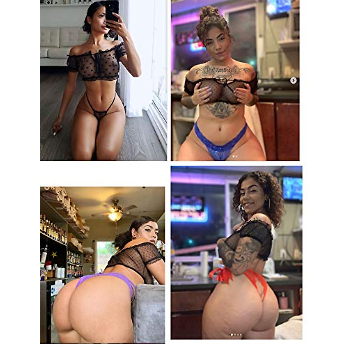 Avidlove Womens Sexy Ruffle Lingerie Set Off Shoulder Baby Doll Teddy Outfit Bra an Pantie Nightie Black S