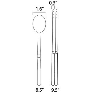 (Set of 2) Modern Style Reusable Premium Stainless Steel Spoon & Chopstick Set, Lightweight, Dishwasher Safe, Made in Korea (White)