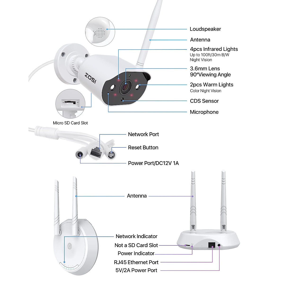 ZOSI 5MP Spotlight WiFi Home Security Camera Kit,2pack C308AH Wi-Fi HaLow Outdoor Cameras with Base Station,2-Way Audio,Night Vision,Weatherproof,Cloud Storage,Smart Light&Sound Alarm,Work with Alexa