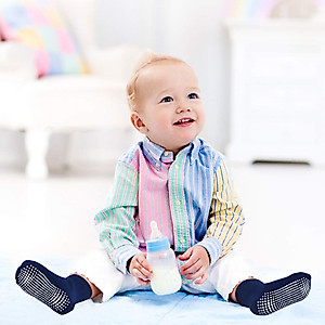 Tphon Kids Non Slip Toddler Boy Grip Socks 12 Pairs Anti Skid Sticky Socks for 1-3 Years Infants Baby Children
