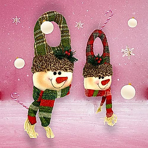 S/2 Snowmen Door Knob Wall Room Hangers Soft Plush Fabric Christmas Winter Holiday Decorations Home Business (Snowmen Hangers)