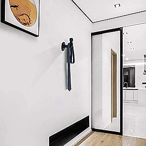 gotonovo Wall Mounted Rustic Industrial Towel and Robe Hook Set Towel Single Hook Kit Heavy Duty DIY Style Industrial Pipe Robe Hook Industrial Iron Pipe Electroplated Black Finish, 2 Pieces