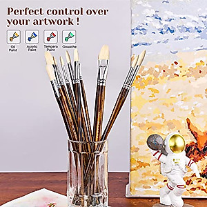 Professional Oil Paint Brush Set, Fuumuui 11pcs Superior Hog Bristle Paint Brushes Perfect for Oil Acrylic Gouache Painting