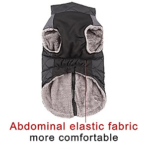 JoyDaog Warm Fleece Dog Coats for Medium Dogs,D-Rings Waterproof Puppy Jacket for Cold Winter,Black L